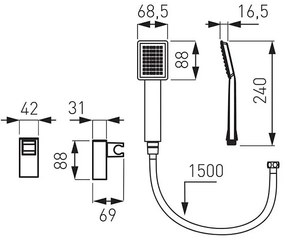 Novaservis Ferro - Sprchová souprava bodová s hadicí a držákem sprchy, chrom, U170B