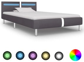Rám postele s LED šedý umělá kůže 90 x 200 cm 280856