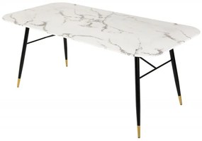 Jídelní stůl Paris 140cm skleněný mramorový vzhled bílá/ 41881