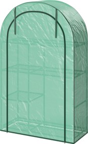 Outsunny Mini skleník, 4patrový skleník s plastovou plachtou, přenosný, rolovací dveře, 100 x 45 x 160 cm, zelená