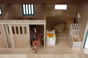 KIDS GLOBE Stáj pro koně 1:24 se 7 boxy / Dřevěná stavebnice / od 3 le
