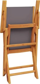 3dílný bistro set antracitový textil a masivní dřevo 3281809