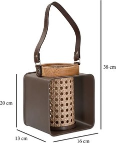 Lucerna Rattan 20 cm hnědá