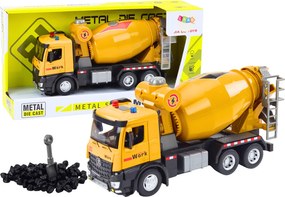 LEAN Toys Žluté betonové nákladní auto – stavební vozidlo s frikčním pohonem, světlem a zvukem