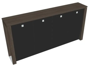 Střední šatní skříň Verno+ 260 x 46 x 130 cm, skleněné dveře, dub antracit / černá