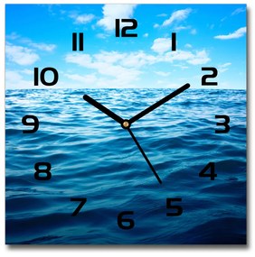 Wallmuralia Skleněné hodiny čtverec Mořská voda 30x30 cm