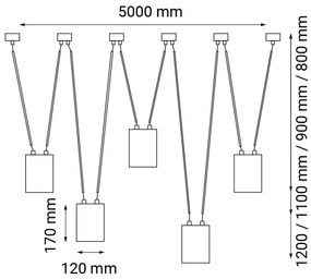 Shilo 9023 - Lustr na lanku VIWIN 5xGU10/15W/230V pavouk černá