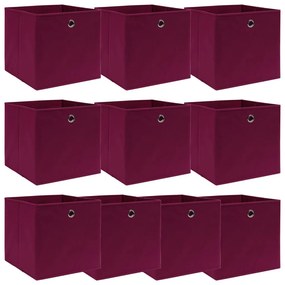 Úložné boxy 10 ks tmavě červené 32 x 32 x 32 cm textil 288343