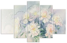 Gario Obraz na plátně Bílé květy kytice - 5 dílný Rozměry: 100 x 70 cm