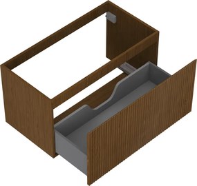 Mexen Rivel, koupelnová skříňka 90 cm, 1 zásuvka, drážkovaná, ořech, 91A20-09047-1-BF86