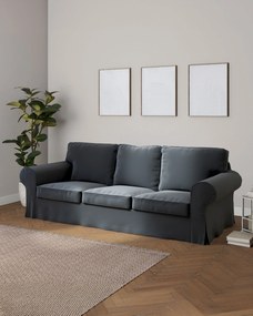 Potah na pohovku IKEA Ektorp 3-místná, nerozkládací barva šedá látka sametová