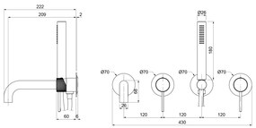 Sapho Sapho, ULTRASAN podomítková vanová baterie kompletní, černá mat/chrom, UT093VBC