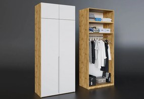 Skříň Neapol 2D 100 s nástavcem, dub appalačský / bílá
