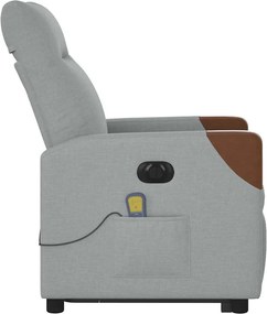 Elektrické zvedací masážní polohovací křeslo světle šedé textil 3324030