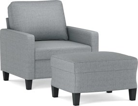Křeslo s podnožkou světle šedé 60 cm textil 3201029
