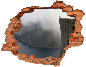 Wallmuralia Díra 3D ve zdi nálepka Norský útes 90x70 cm