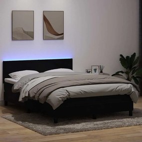 Box spring postel s matrací a LED černá 160x210 cm samet 3316697