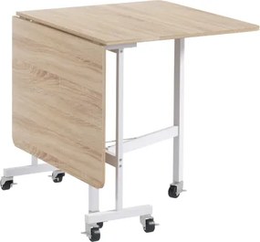 HOMCOM skládací stůl na kolečkách, stůl pro notebook, jídelní stůl, včetně brzd, dub