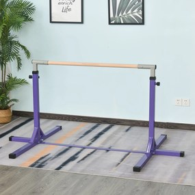 HOMCOM Dětská gymnastická tyč pro 3+ let, nastavitelné tréninkové barové zařízení 92-150 cm, horizontální gymnastická tyč pro zátěž 75 kg, 194x121x15…