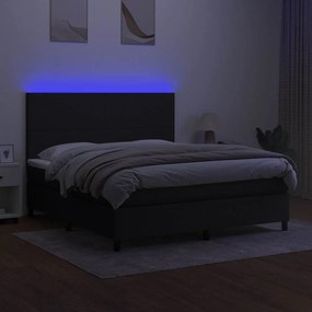 Box spring postel s matrací a LED černá 180x200 cm textil 3134735