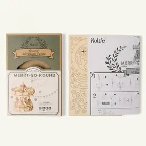 RoboTime dřevěné 3D puzzle Veselý kolotoč / od 8 let / 178 dílků / Obt