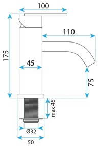 Umyvadlová baterie Rea Ontario nízká, černá