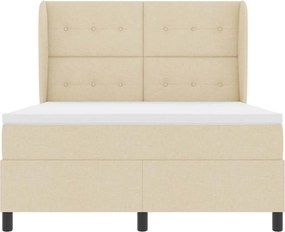 Postel s boxspringem s čelo Krémová 140 x 200 cm textil 3340569
