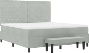 Postel s boxspringem s čelo Světle šedá 200 x 180 cm samet 3344462