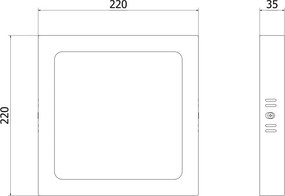 Mexen LDSS, LED stropní svítidlo, rozměr 22 x 22 cm, 18W, neutrální - 4000K, 1440 lm, černá - L213-022-1840-70