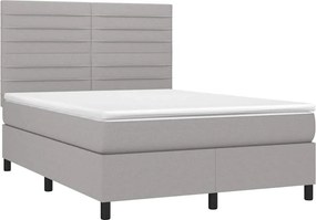 Box spring postel s matrací a LED světle šedá 140x200 cm textil 3134957