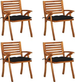 vidaXL Zahradní židle s poduškami 4 ks masivní akáciové dřevo [3075197] Barva: Černá