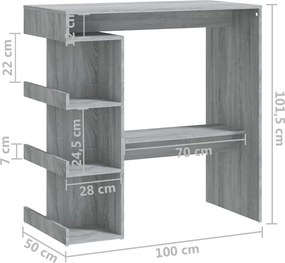 vidaXL Barový stůl s úložným regálem 100 x 50 x 101,5 cm kompozit [812961] Barva: Bílá