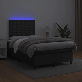 Box spring postel s matrací a LED černá 120 x 190 cm umělá kůže 3270293