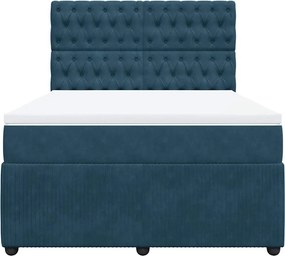 Box spring postel s matrací modrá 160 x 200 cm samet 3294692
