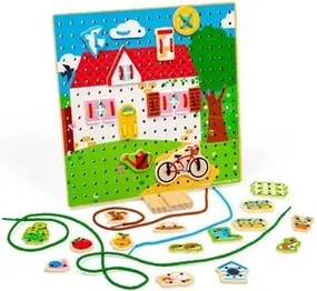 Bigjigs Toys Provlékací deska domeček / od 3 let