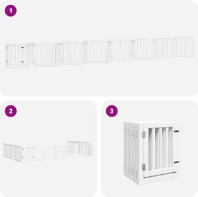 Zábrana pro psy s dvířky skládací 15 panelů bílá 750 cm topol 3155649