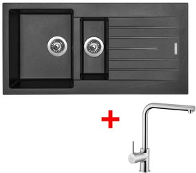 Set Sinks PERFECTO 1000.1 Metalblack + baterie ELKA Chrom