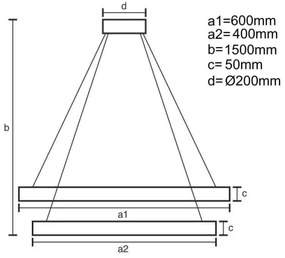 LED Stmívatelný lustr na lanku LED/140W/230V 3000-6500K + dálkové ovládání