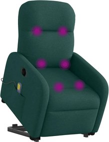 Elektrické zvedací masážní polohovací křeslo zelené textil 3303008