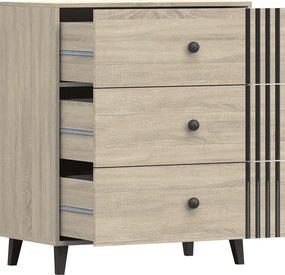 IDZ Komoda FOX 3D 02, 80 cm Dub Sonoma/Černá