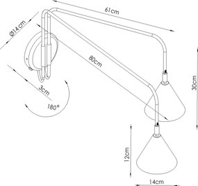 Sollux Lighting Nástěnné svítidlo NOX 2 šalvějové s vypínačem