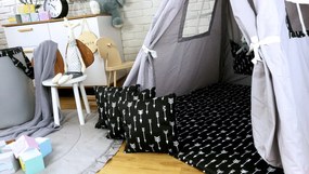 Dětský stan TEEPEE (TÝPÍ) ŠÍPY s doplňky - šedý/černý
