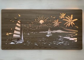 Li-Go "Moře" světelný obraz 230V 120x60cm provedení povrchu: dub světlý