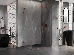 Mexen Lunar-B L výklopný sprchový kout pravý 80 x 70 cm, čiré sklo, růžové zlato, 832L-080-070-60-00-P