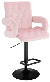 LuxuryForm Barová židle  BOSTON VELUR na černém talíři - světle růžová