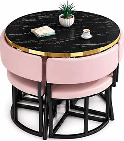 LuxuryForm DESIGN Jídelní set MONTE 4+1 - růžový / černý