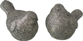 Sada 2 stříbrných keramických ptáčků s glitry Bird Glitter – 13*9*10,5 cm