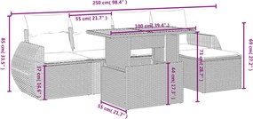 6dílná zahradní sedací souprava s poduškami béžová polyratan 3275810