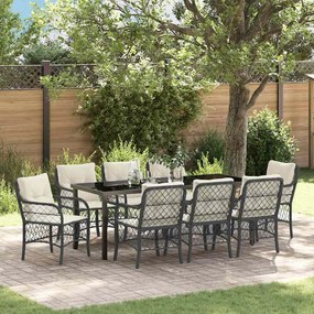 Zahradní jídelní souprava 9 ks Černá polyratan 3380203