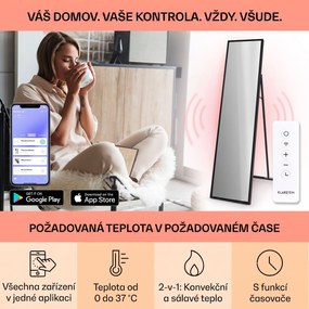 Klarstein La Palma 900, infračervený ohřívač 2 v 1, smart, 40 x 160 cm, 900 W, zrcadlová přední strana